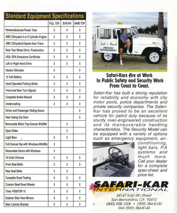 Safari-Kar International DJ-5 Brochure | eWillys