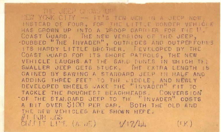1944 Photos of the Coast Guard Invader Jeep | eWillys