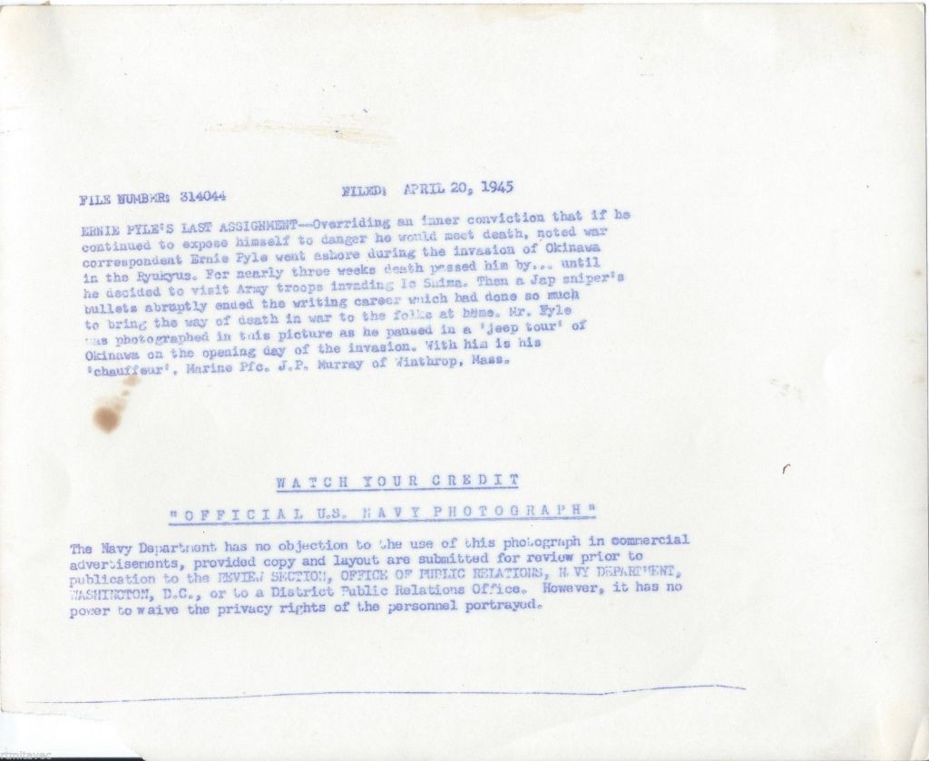 1945 Photo of Ernie Pyle on eBay | eWillys