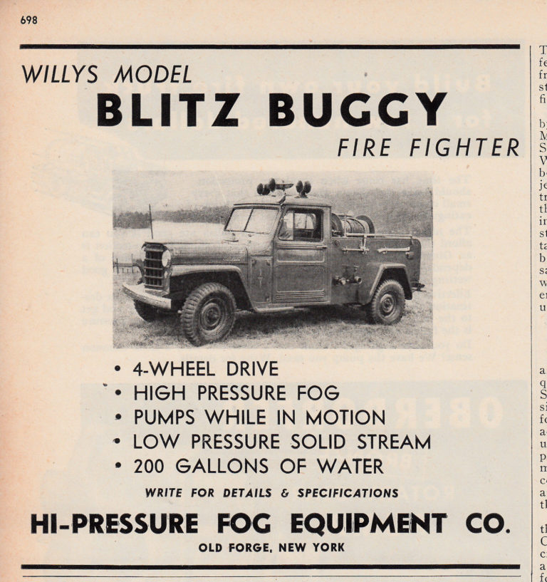 1951 Ad for Blitz Buggy Fire Truck on eBay | eWillys