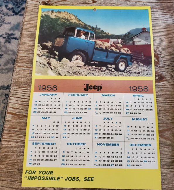 1958 ‘Jeep’ Calendar w/FC-170 on eBay | eWillys
