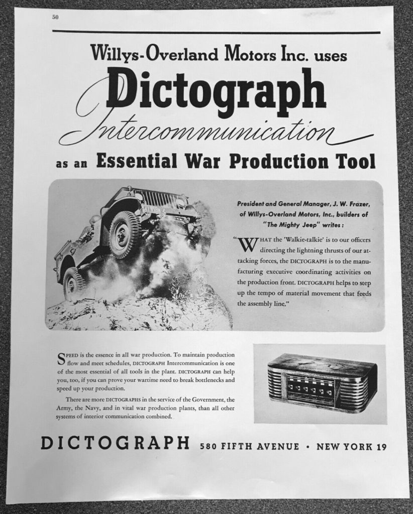 Year? Dictograph Ad Featuring Willys-Overland on ebay | eWillys