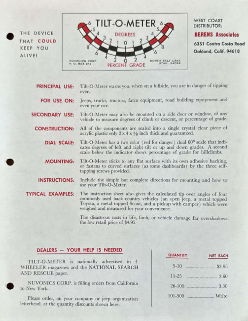 Tilt-O-Meter Brochure | eWillys