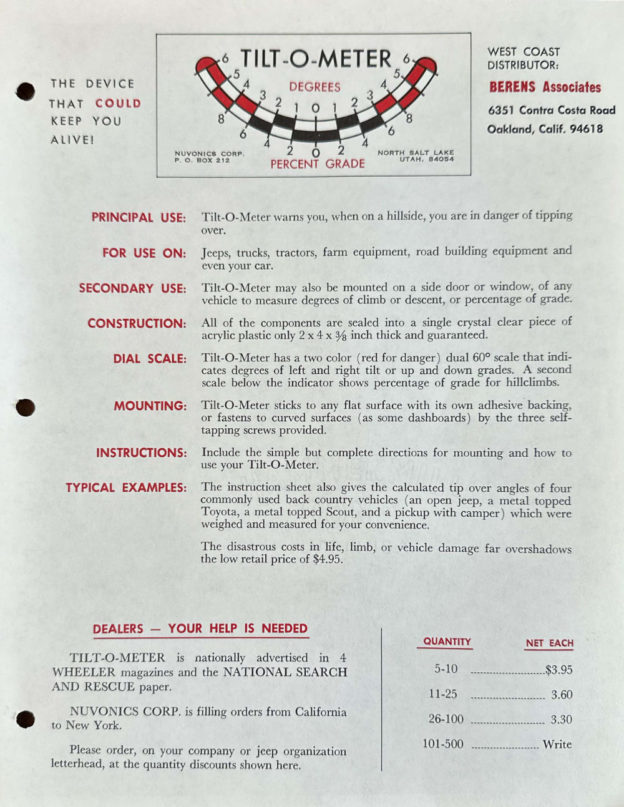 Tilt-O-Meter Brochure | eWillys